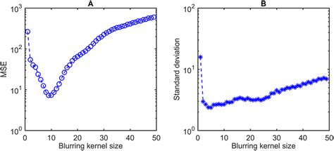optimization of blurring kernel size a mse of determination results