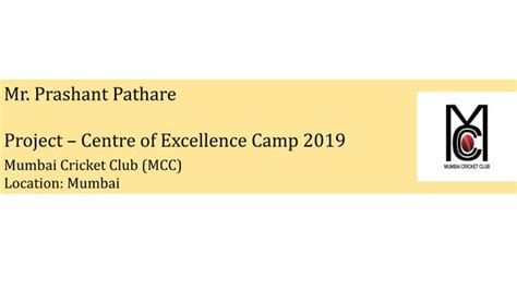 Prashant Pathare Centre Of Excellence Camp 2019 Mcc Pdf