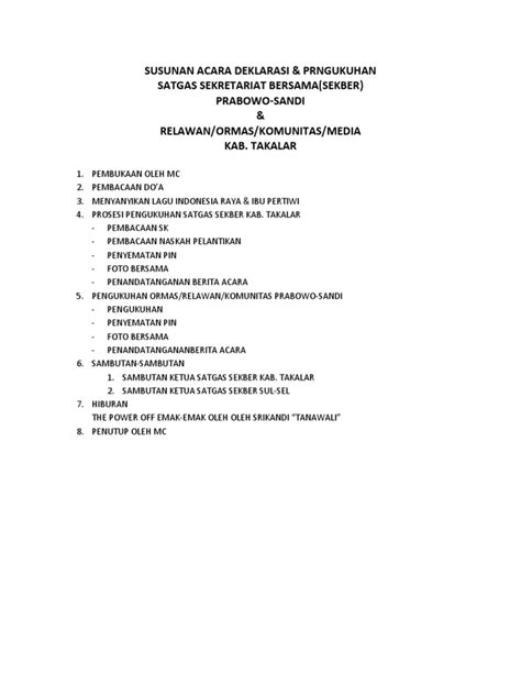 Susunan Acara Deklarasi Pdf