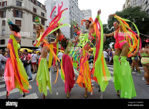 Sao Paulo Sp Brazil February 22 2021 Women Dance On Top Of Stilts