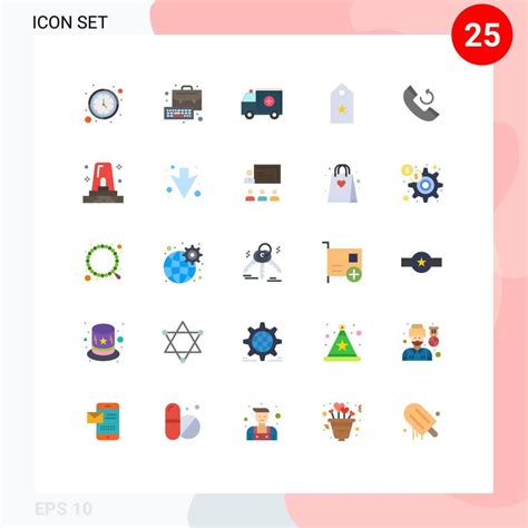 Set Of 25 Vector Flat Colors On Grid For Tag Rank Ambulance One Van Editable Vector Design