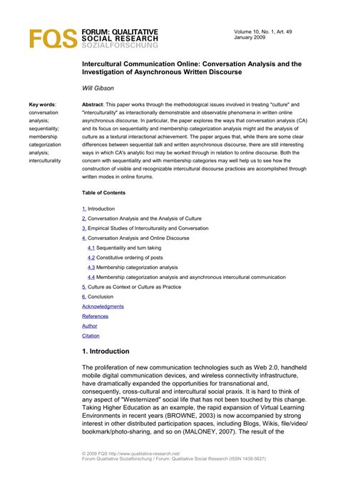 pdf intercultural communication online conversation analysis and the