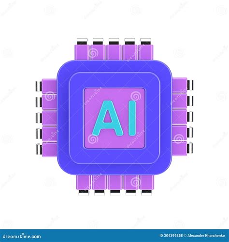 Cartoon AI Powered Microchip CPU Processor Web Icon D Rendering Stock Photo Image Of