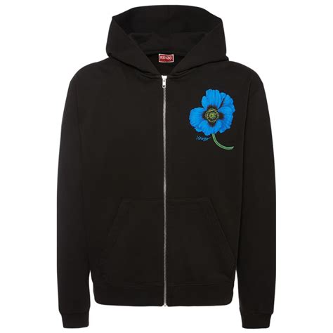 Kenzo Black Poppy Zip Up Hoodie The Rainy Days