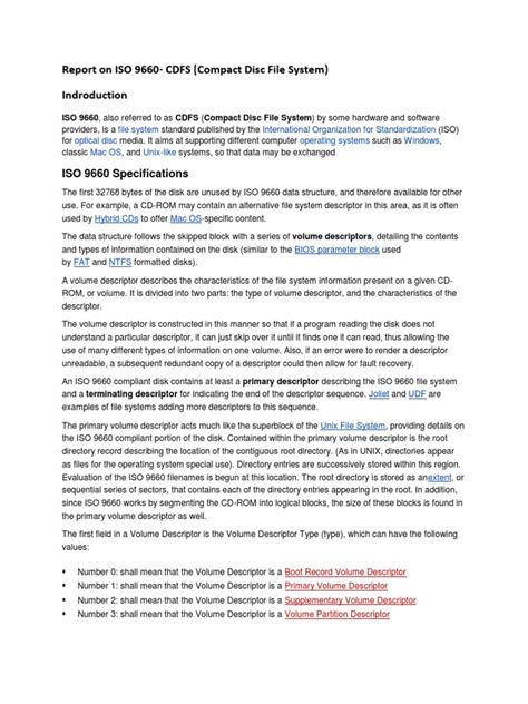 Report On Iso 9660 Pdf File System Operating System Technology