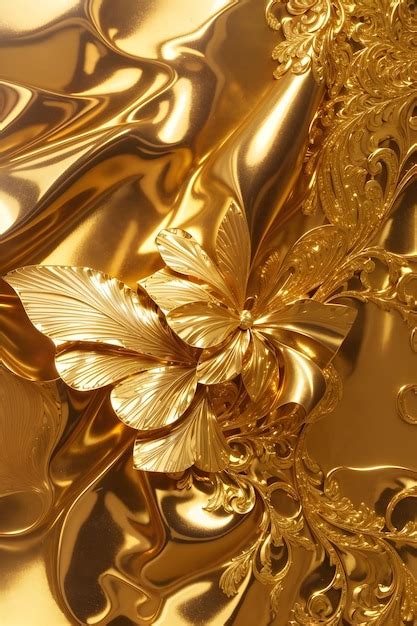 Premium Ai Image Golden Opulence In Intricate Metallic Fabric Tracing