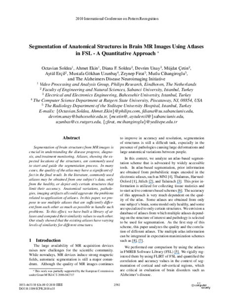 Pdf Segmentation Of Anatomical Structures In Brain Mr Images Using Atlases In Fsl A