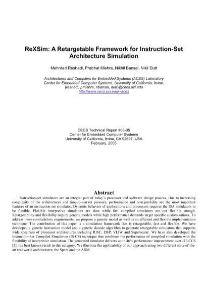 A Retargetable Framework For Instruction Set Architecture Cecs