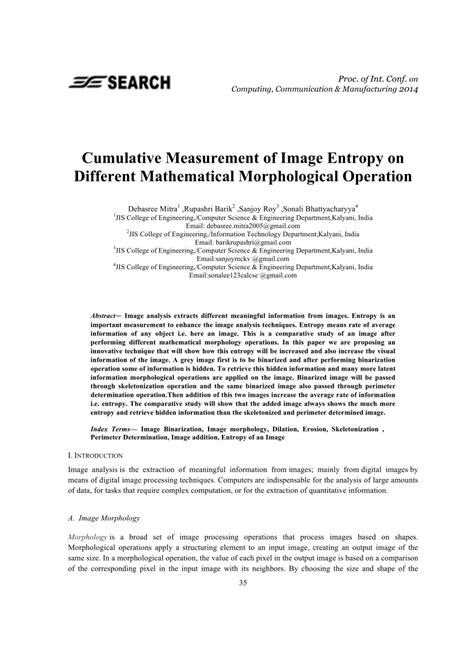 Pdf Cumulative Measurement Of Image Entropy On Different Mathematical