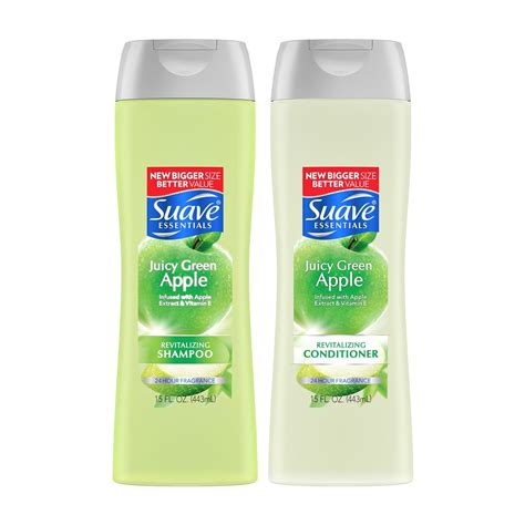 Suave Essentials Juicy Green Apple 15 Oz Shampoo Conditioner In