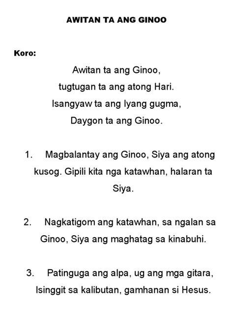 Awitan Ta Ang Ginoo Pdf