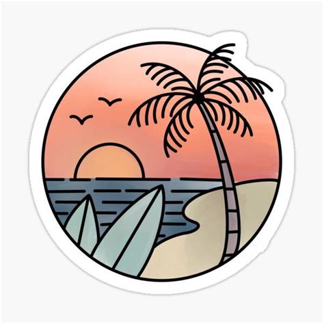 Watercolor Beach Sunset Sticker