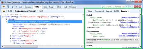 javascript how to find event attached to a dom element stack overflow