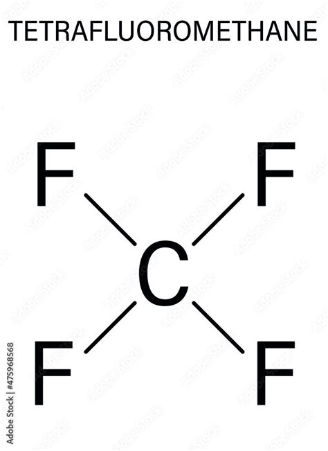Tetrafluoromethane Carbon Tetrafluoride Cf4 Greenhouse Gas Molecule Skeletal Formula Stock