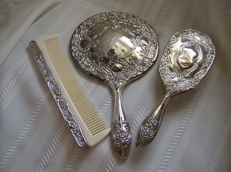 Vanity Dresser Set Silverplate Mirror Brush And Comb Vintage