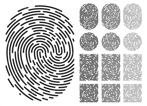 Premium Vector Fingerprint Identification Symbol Icon Set In Flat Style Security Authentication