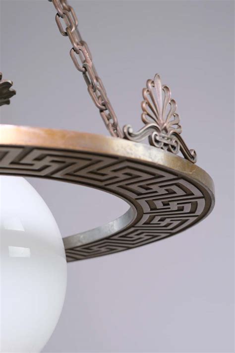 Turn Of The Century Bronze Milk Glass Globe Bank Pendant Light Olde