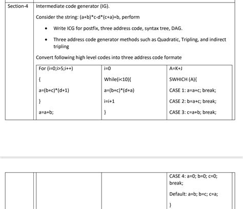 Solved Section 4 Intermediate Code Generator Ig Consider
