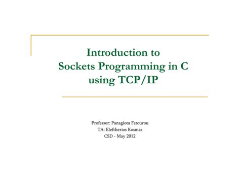 Sockets Programming In C Using Tcp Ip