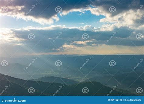 Sun Rays Shine Down On The Blue Ridge Mountains In Shenandoah National