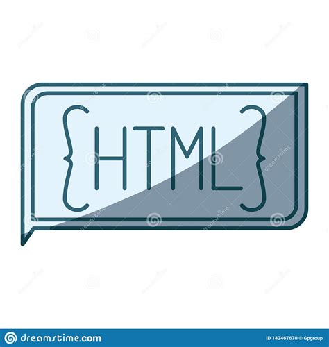 Blue Shading Silhouette Of Rectangle Text Html Stock Vector Illustration Of Byte Digital