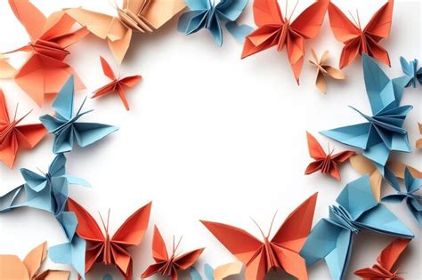 Origami Butterflies Frame A Blank Space Premium Ai Generated Image