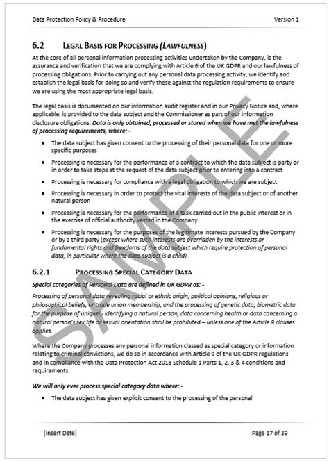 Gdpr Policy Template Data Protection Policy Template