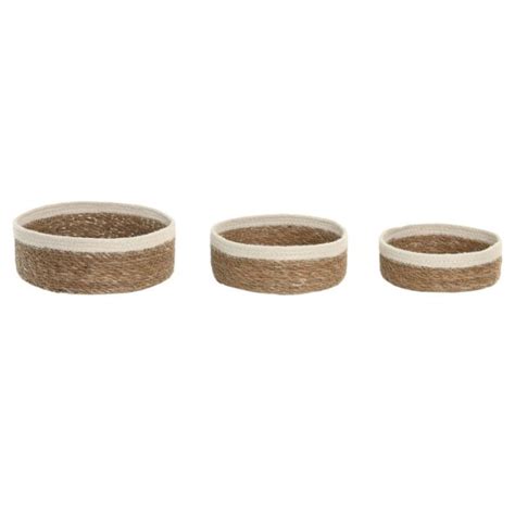 Cesta Set 3 Seagrass Yute 25x25x9 Natural