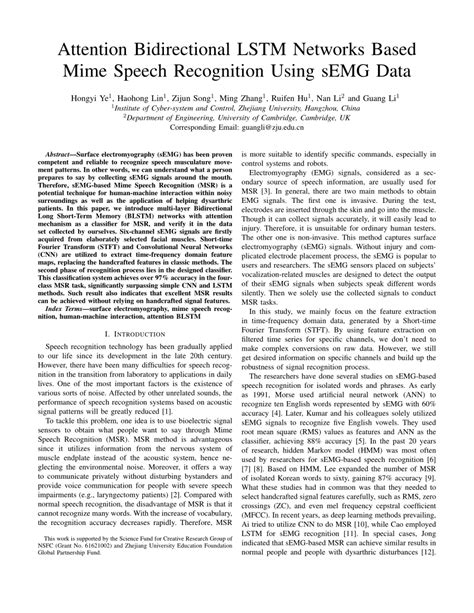 Pdf Attention Bidirectional Lstm Networks Based Mime Speech