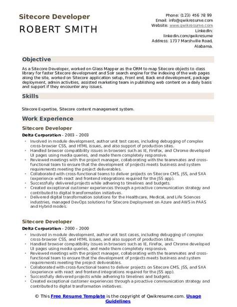 10 Sitecore Developer Resume Samples And Templates For 2025