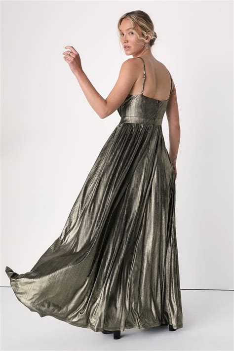 Gold Metallic Dress Lurex Maxi Dress Sleeveless Maxi Dress Lulus