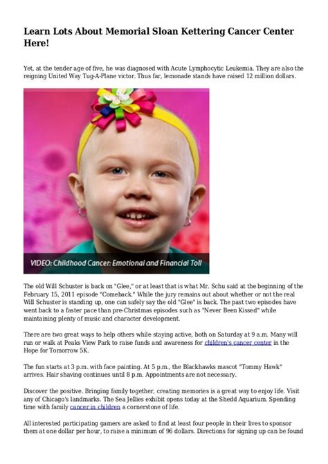 Learn Lots About Memorial Sloan Kettering Cancer Center Here