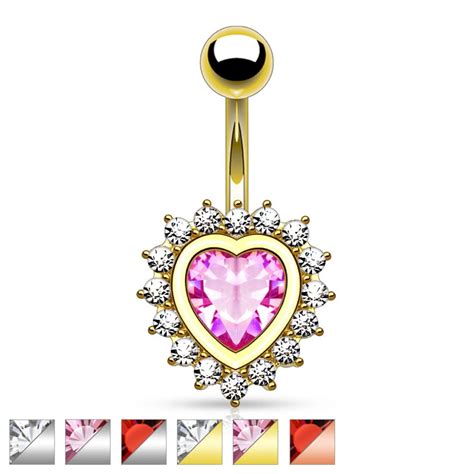 Serce Kolczyk W Pępku Kryształ Piercing Brzucha P155 Piercing4upl