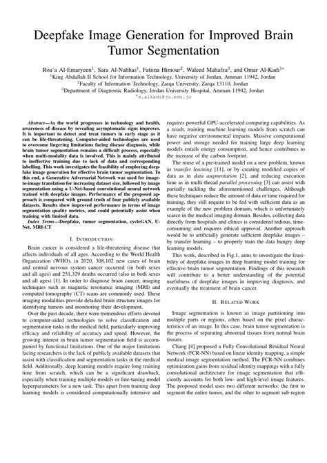 pdf deepfake image generation for improved brain tumor segmentation