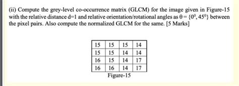 Solved Ii Compute The Grey Level Co Occurrence Matrix