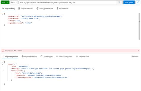 Need To POST Microsoft Graph Resource GroupPolicyCategory Microsoft