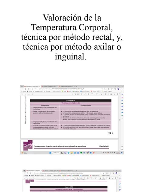 Valoración De La Temperatura Corporal Técnica Por Método Rectal Y