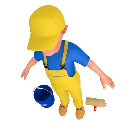 만화 페인트 노동자 3d 모델 179 Max Fbx Free3d