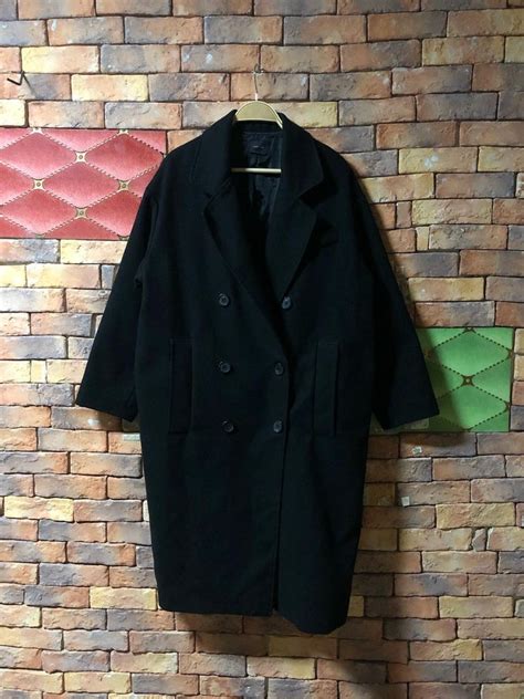 블랙 오버핏 더블 롱코트 헬로마켓