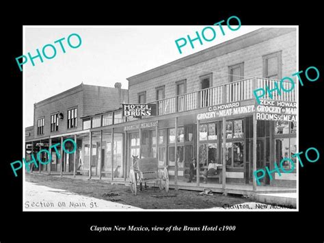 Old Postcard Size Photo Of Clayton New Mexico View Of The Bruns Hotel