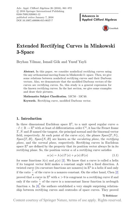 Extended Rectifying Curves In Minkowski 3 Space Request Pdf