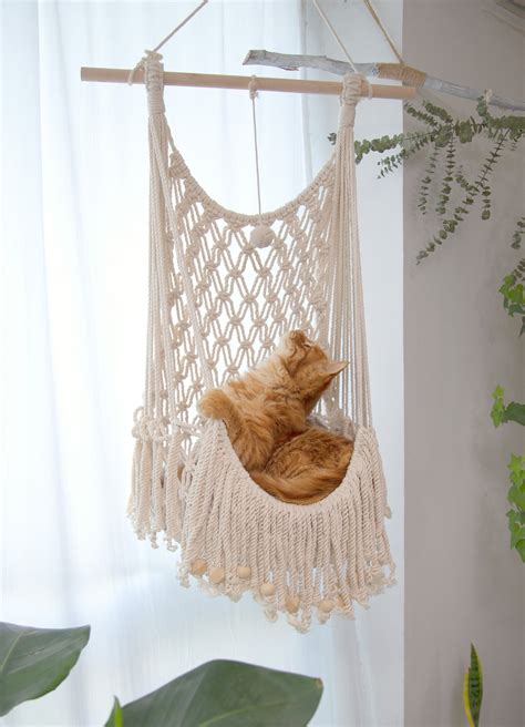 Cama Colgante Para Gatos Hamaca Para Gatos Macrame Muebles Etsy España