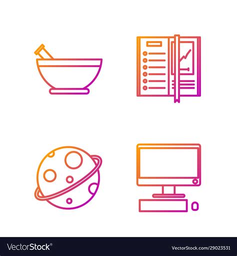 Set Line Computer Monitor With Keyboard And Mouse Vector Image