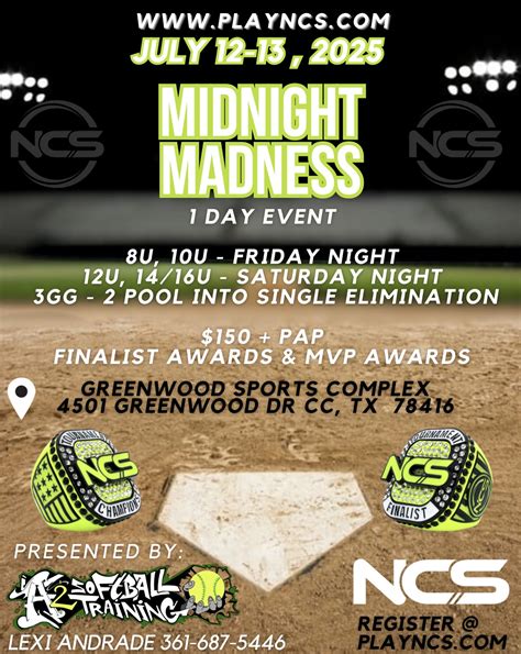 National Championship Sports Fastpitch Midnight Madness Event Info