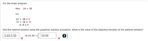 Solved For The Linear Program Max2a3b St
