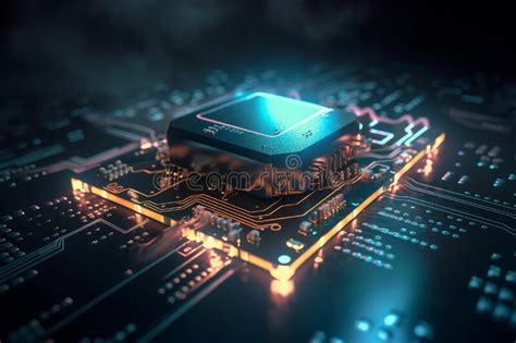 Neon Circuit And Cloud Intersection Of Iot Stock Illustration