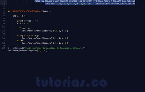 Recursividad Python Serie Parejas De Pares E Impares