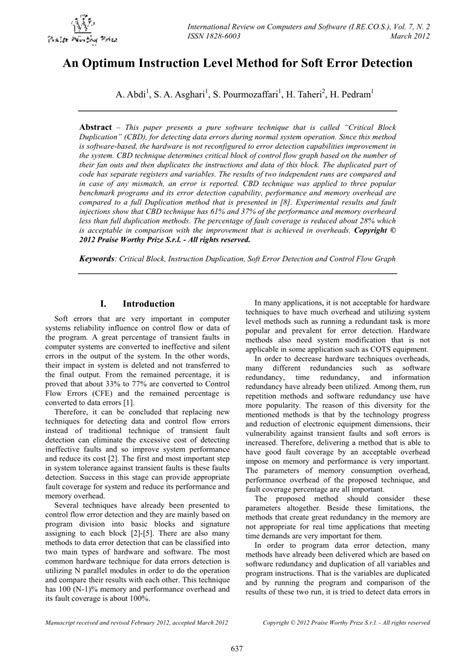 Pdf An Optimum Instruction Level Method For Soft Error Detection