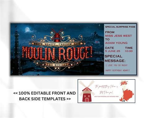 Editable Printable Moulin Rouge Broadway Surprise Ticketmusical