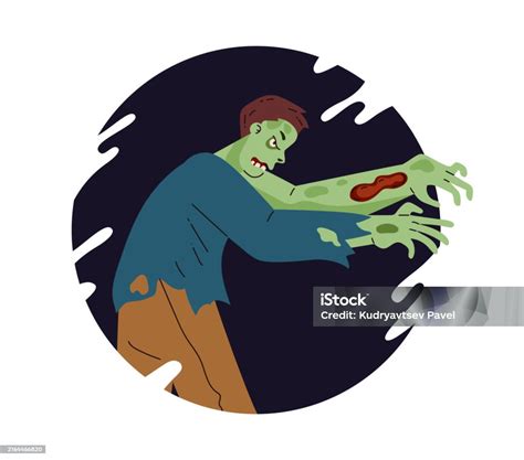 흰색 배경에 피 묻은 상처가 있는 새는 옷을 입은 좀비가 있는 벡터 아이콘 10월에 대한 스톡 벡터 아트 및 기타 이미지 10월 가공의 인물 걷기 Istock